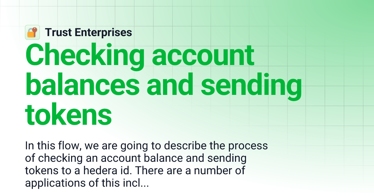 Checking account balances and sending tokens | Trust Enterprises
